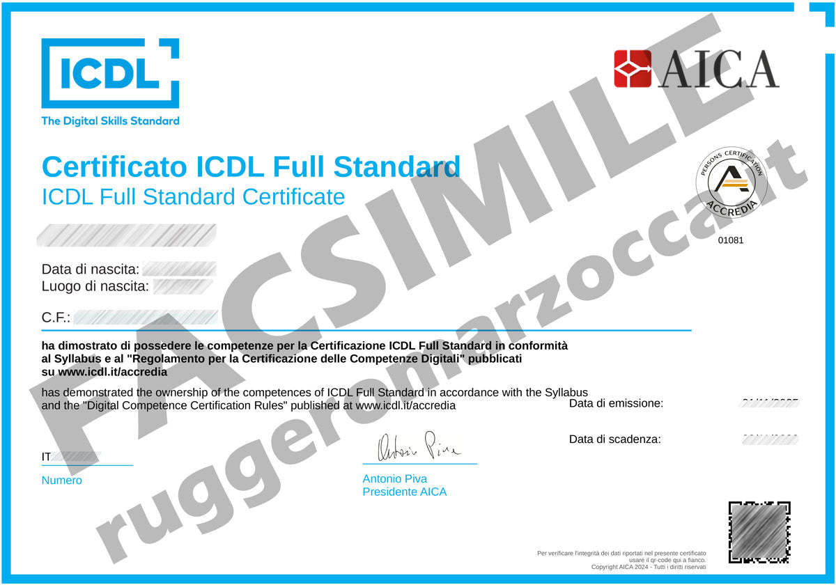 ICDL FULL STANDARD (Corso + Skills Card + 7 Esami) – Centro Computers ...